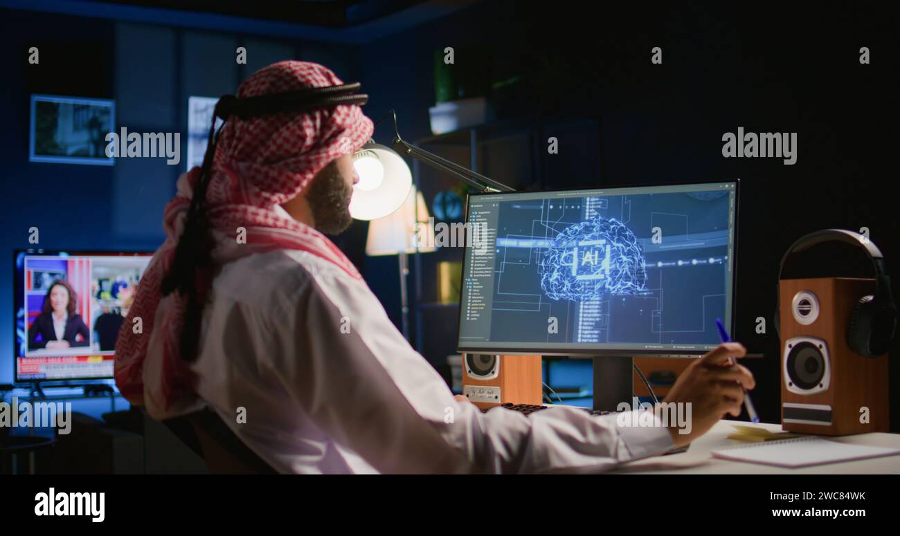 System Administrator In Personal Office Running Programming Scripts On Computer Solving Tasks