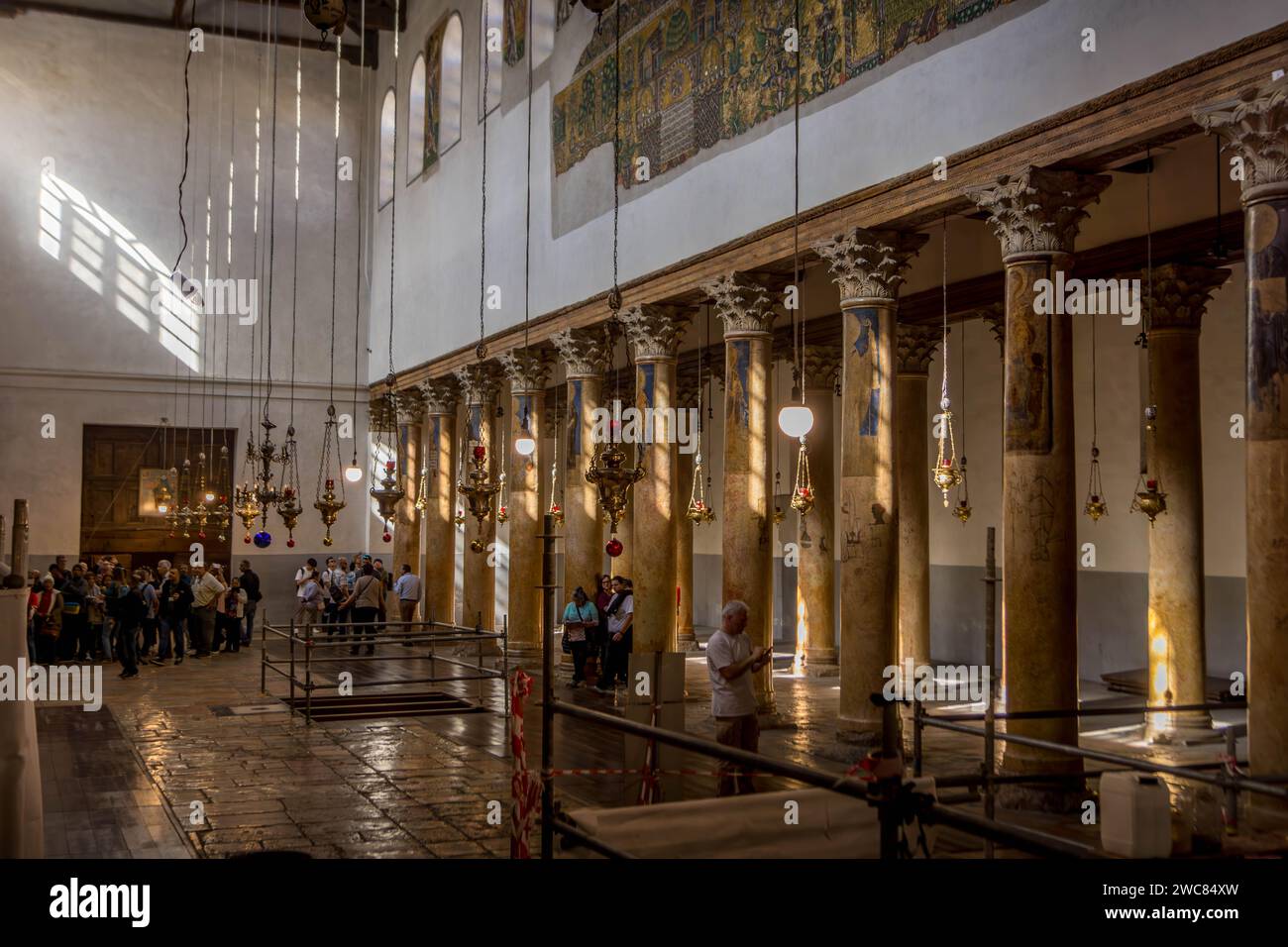 The interior of the Church of the Nativity, a birthplace of Jesus ...