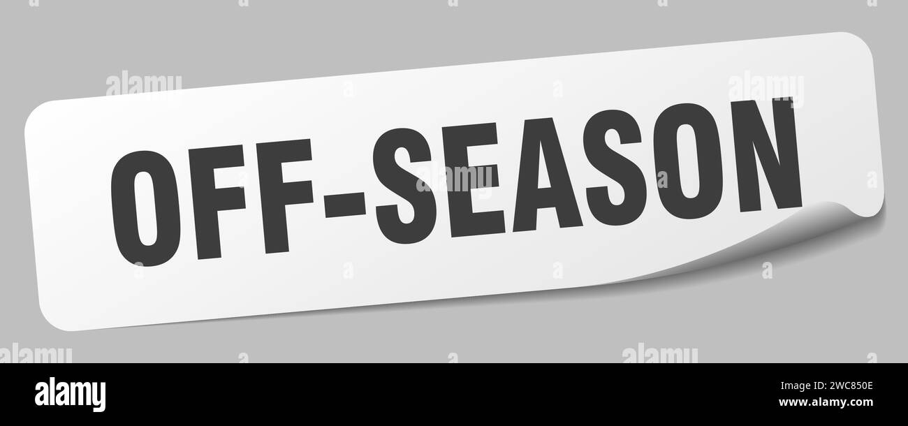 off-season sticker. off-season rectangular label isolated on white ...