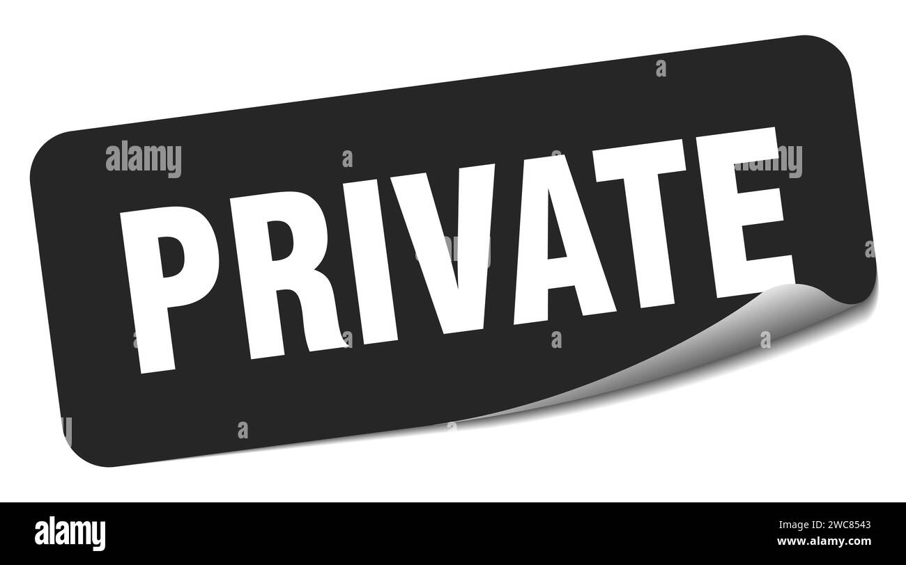private sticker. private rectangular label isolated on white background ...