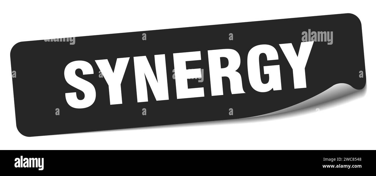 synergy sticker. synergy rectangular label isolated on white background ...