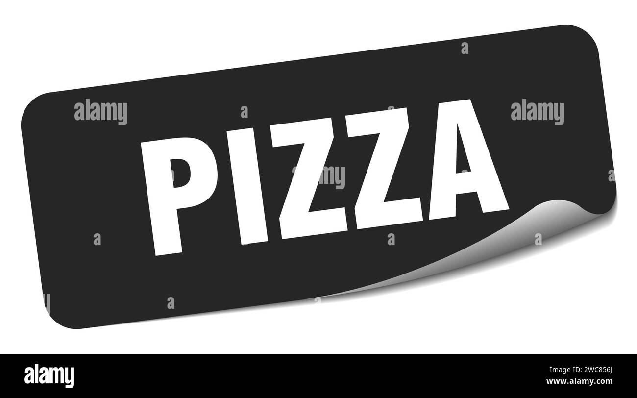 pizza sticker. pizza rectangular label isolated on white background ...