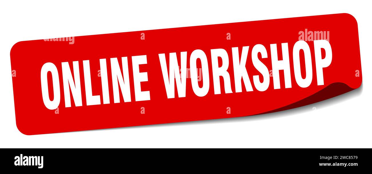 online workshop sticker. online workshop rectangular label isolated on ...
