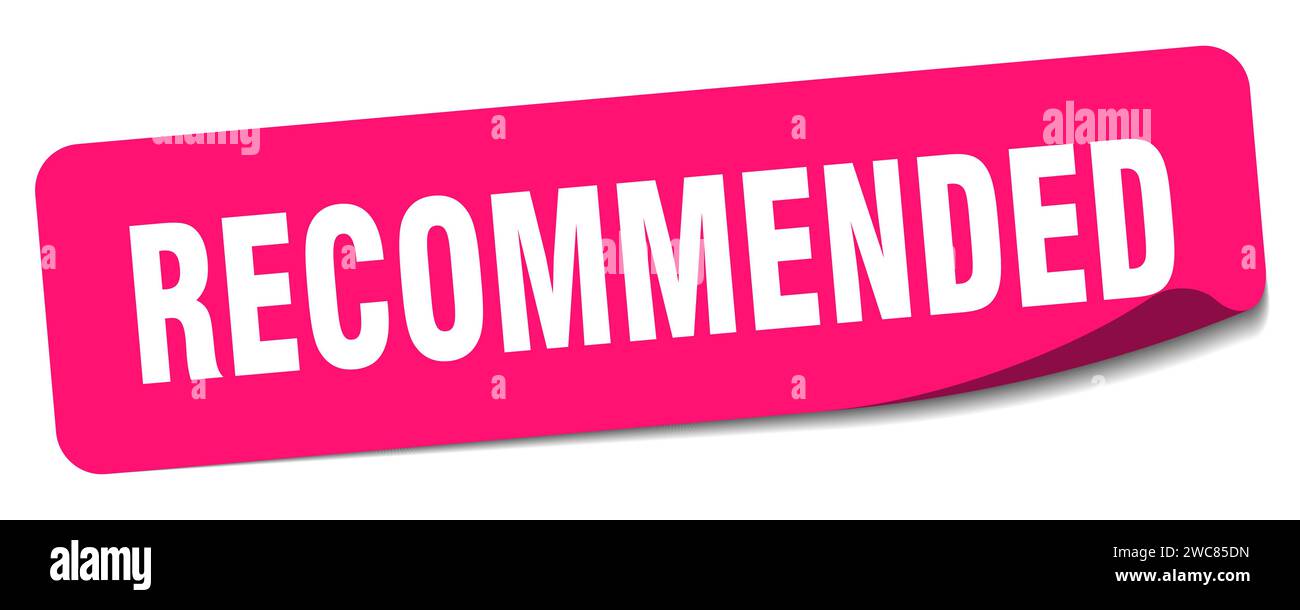 recommended sticker. recommended rectangular label isolated on white ...