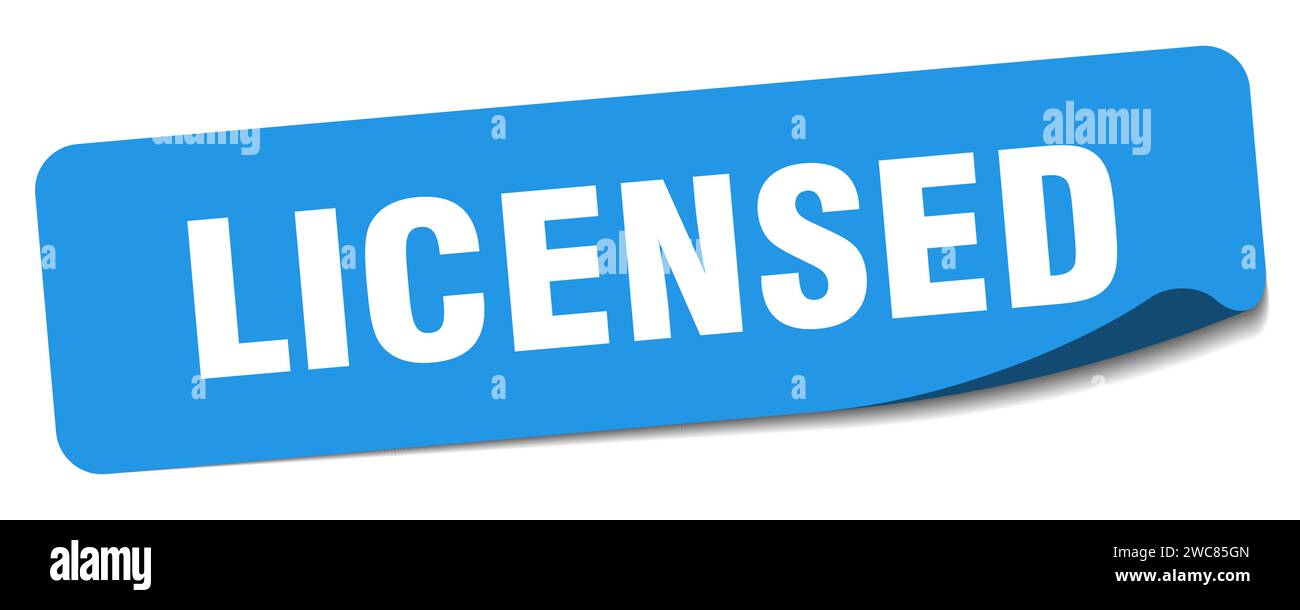 licensed sticker. licensed rectangular label isolated on white ...