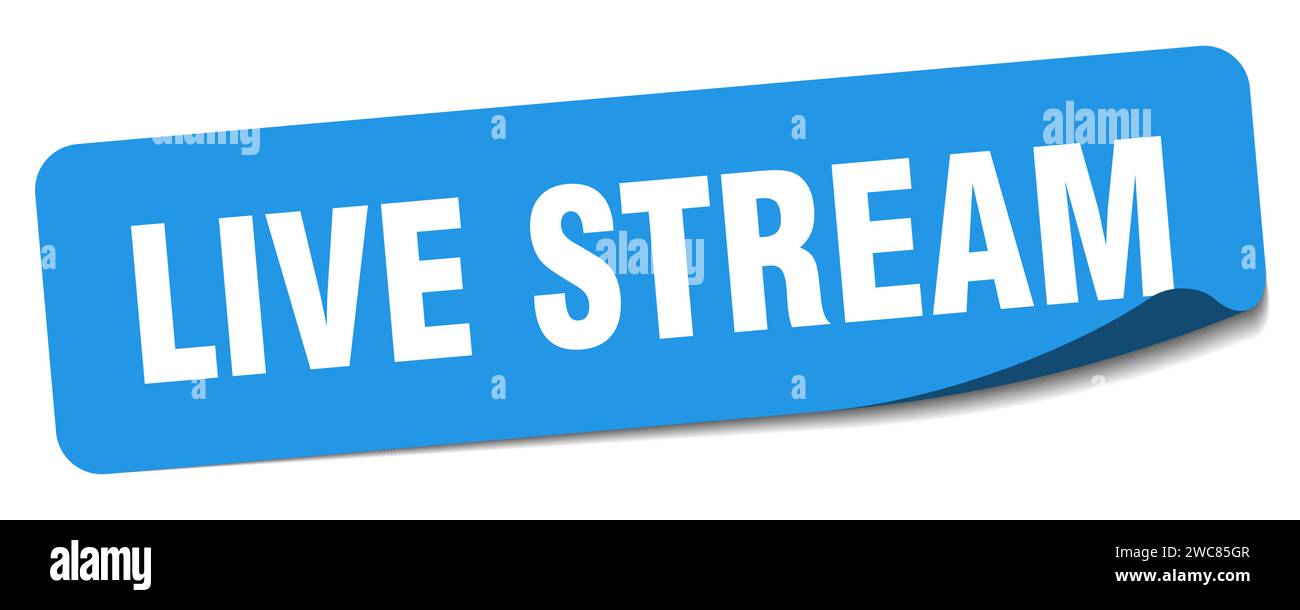 live stream sticker. live stream rectangular label isolated on white ...