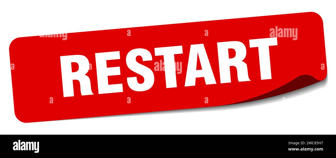 restart sticker. restart rectangular label isolated on white background ...