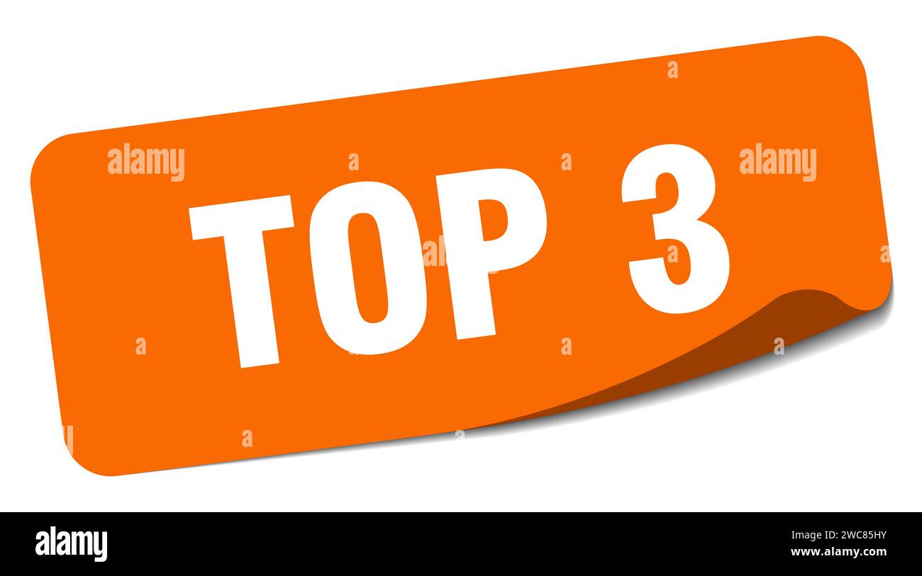 top 3 sticker. top 3 rectangular label isolated on white background ...