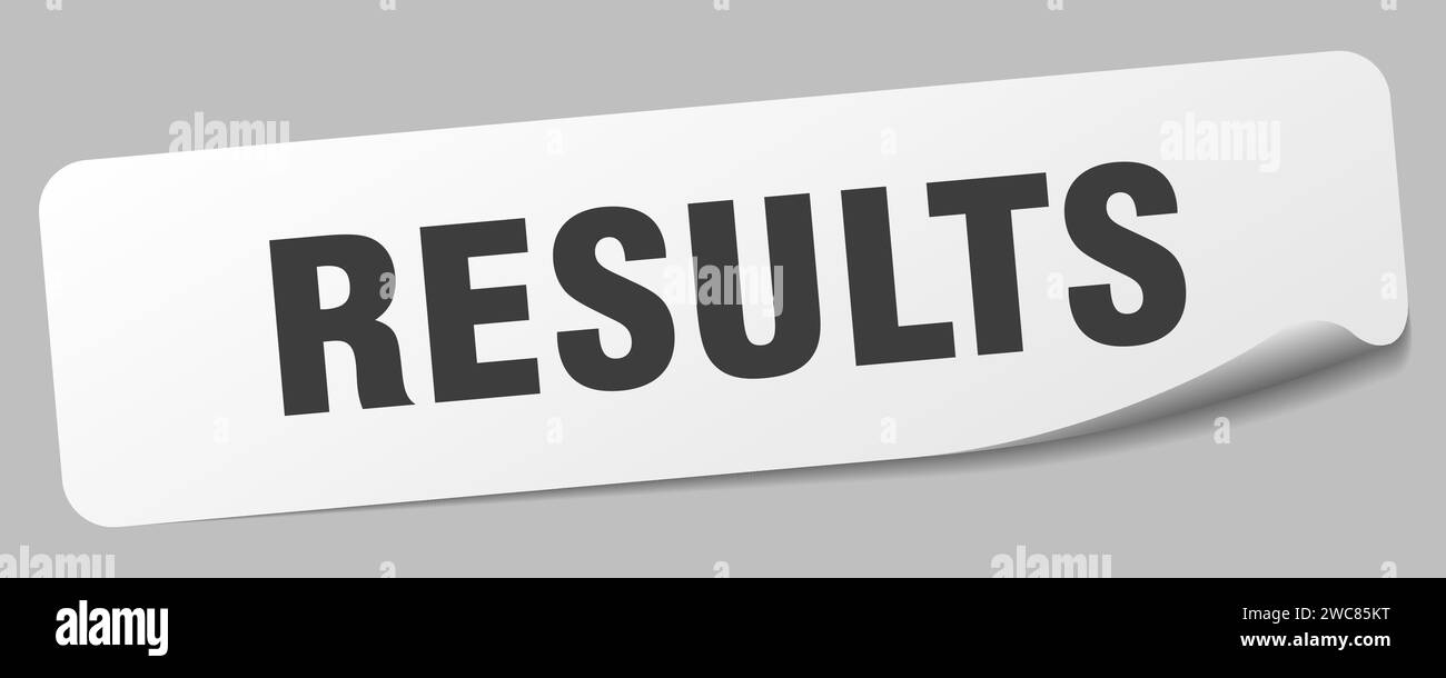 results sticker. results rectangular label isolated on white background ...