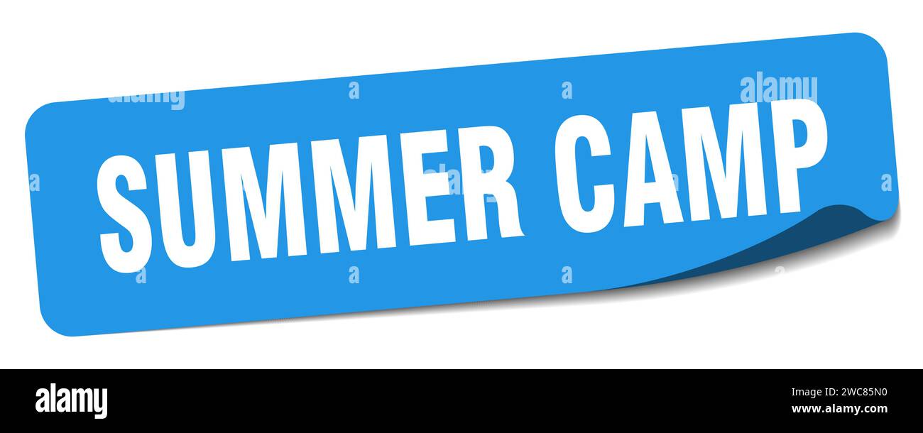 summer camp sticker. summer camp rectangular label isolated on white ...