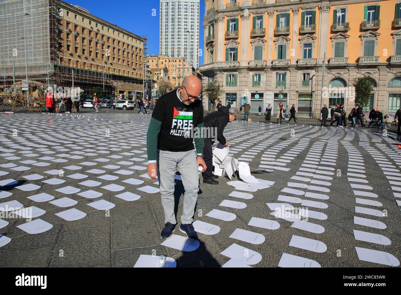Small white plaques were displayed all over the square in memory of the ...