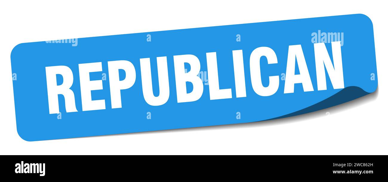 republican sticker. republican rectangular label isolated on white ...