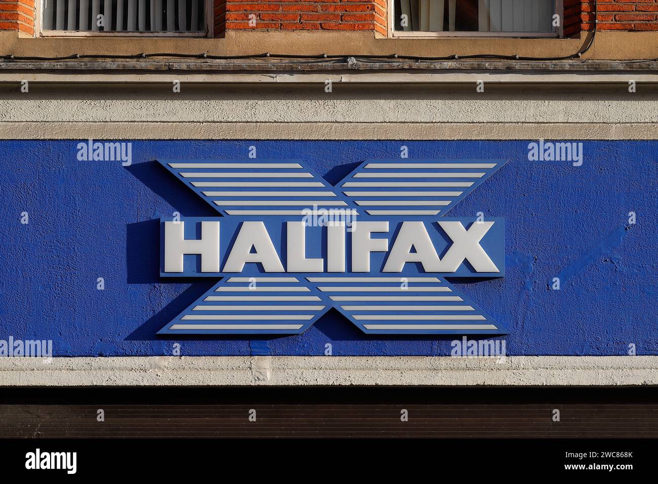 Halifax building society sign on the exterior of one of their branches ...