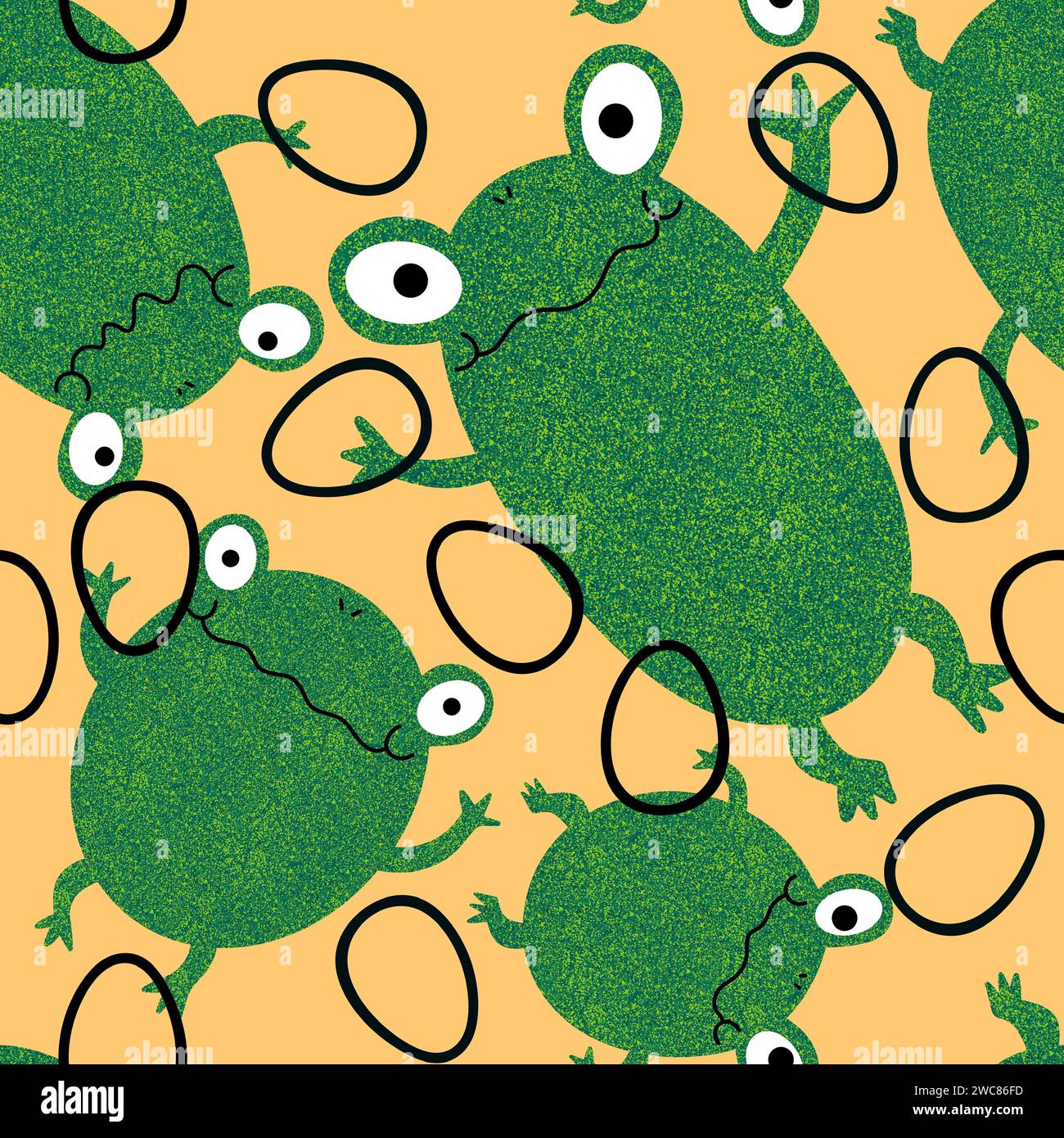 Easter eggs and animals seamless frogs pattern for wrapping paper and ...