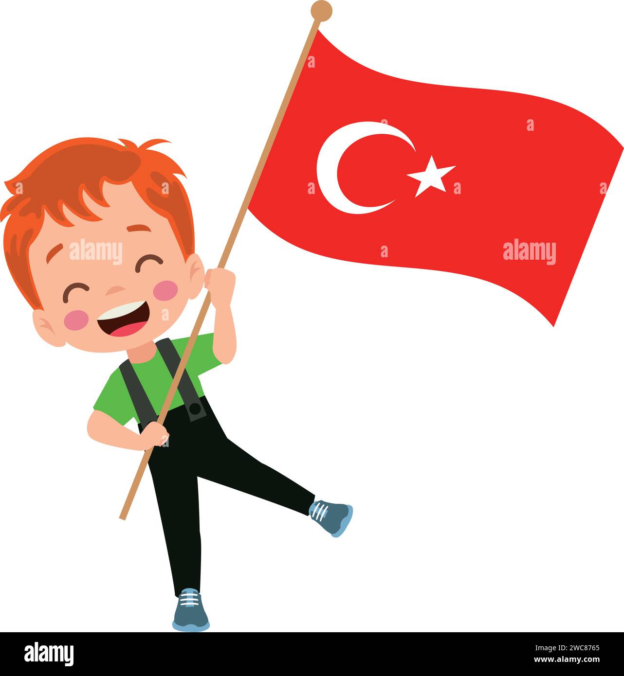 cute little boy holding flag Stock Vector Image & Art - Alamy