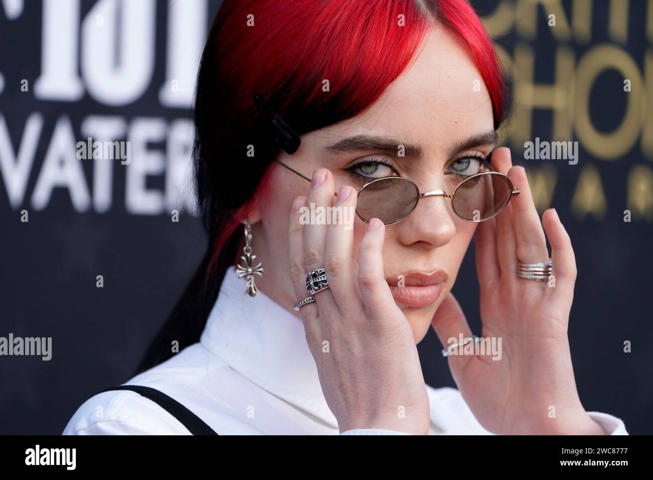 Billie Eilish arrives at the 29th Critics Choice Awards on Sunday, Jan ...