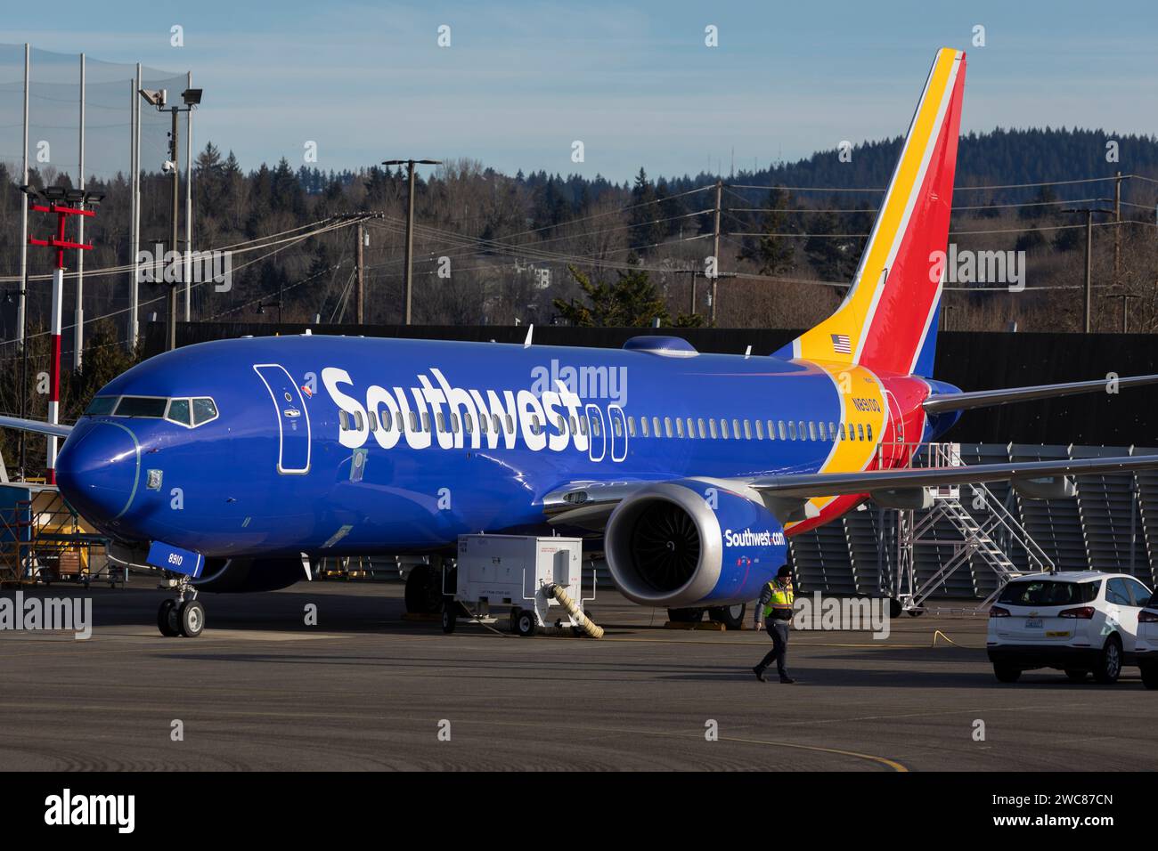 Renton, Washington, USA. 14th January, 2024. A Southwest Airlines 737 ...