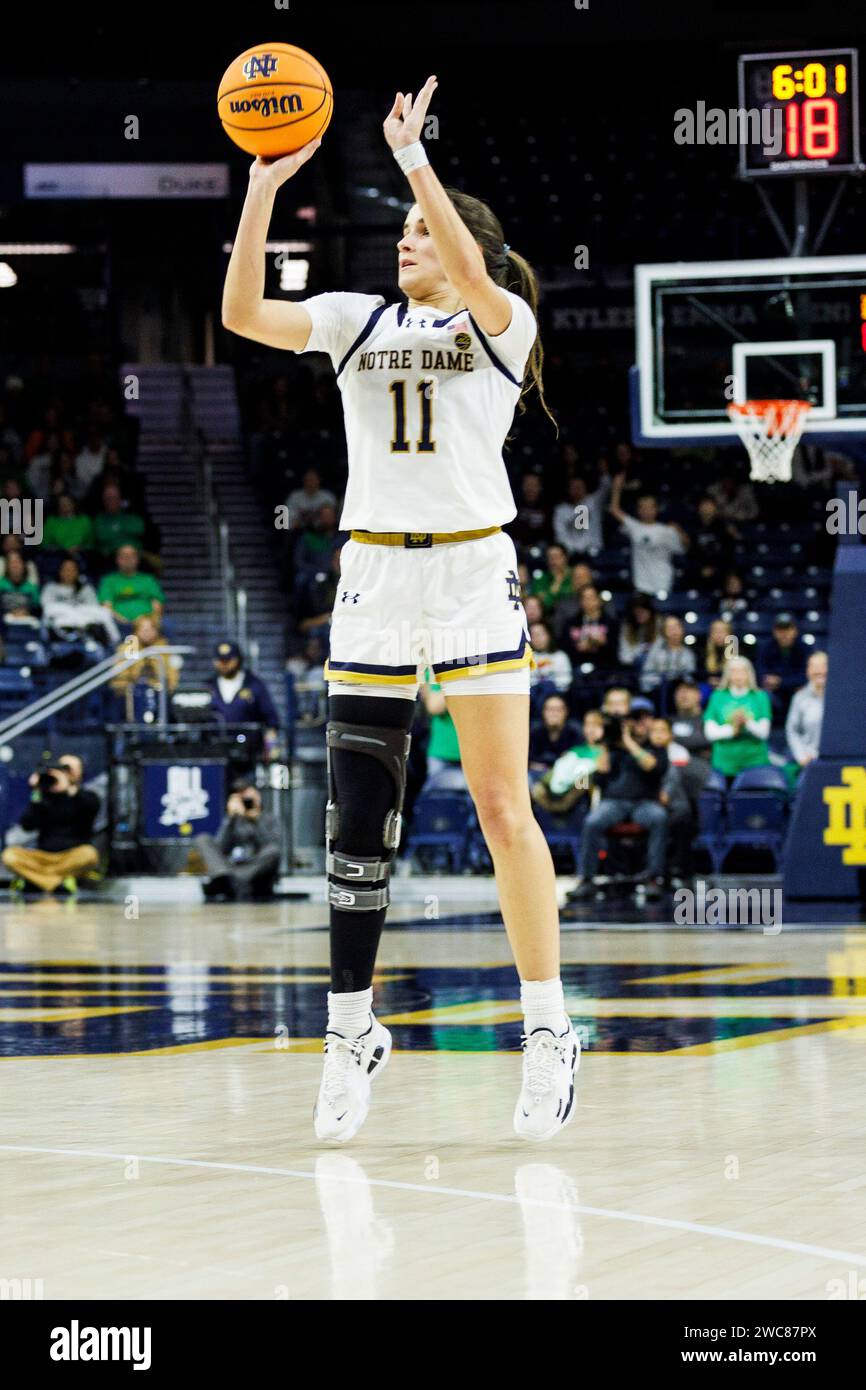 South Bend, Indiana, USA. 14th Jan, 2024. Notre Dame guard Sonia Citron (11) shoots the ball ...