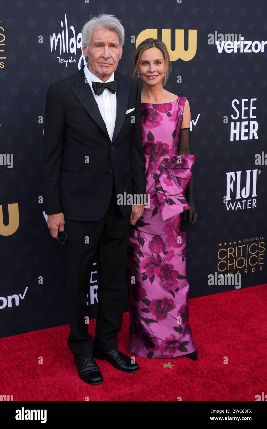 Harrison Ford, left, and Calista Flockhart arrive at the 29th Critics ...