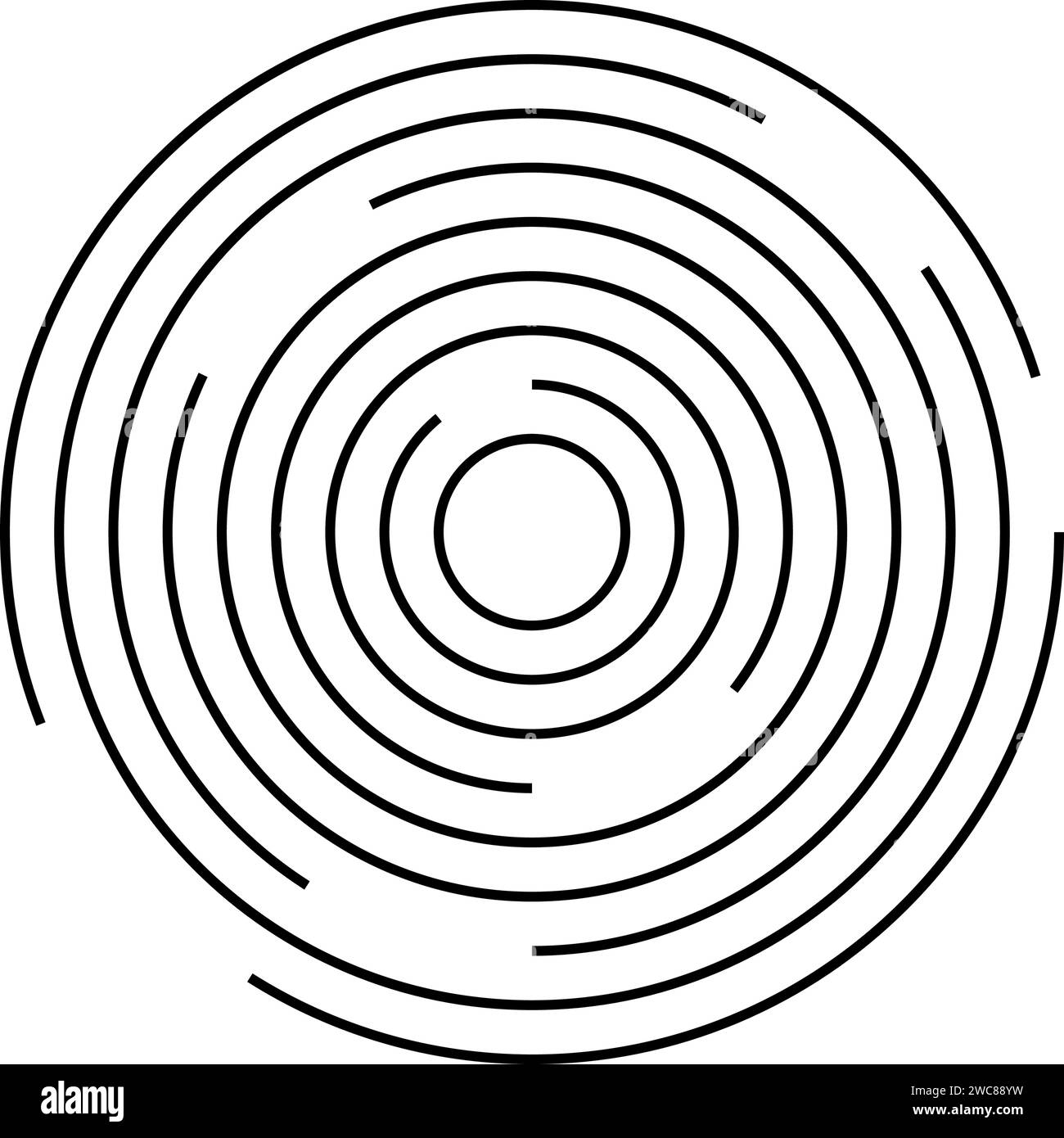 Circular ripple icon. Concentric circles with broken lines. Vortex ...