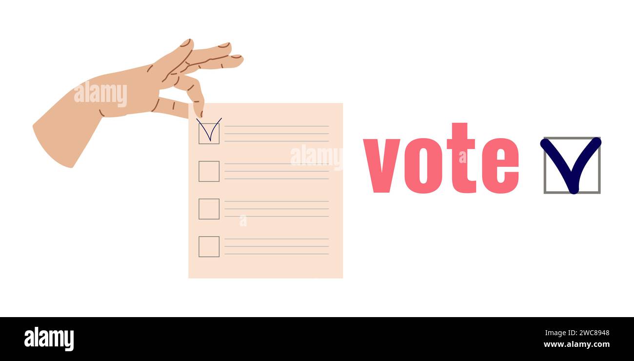 Presidential elections voting for the head country. Hand holds bulletin ...