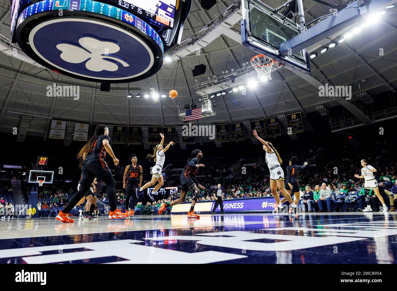 USA. 14th Jan, 2024. January 14, 2024: Notre Dame guard Hannah Hidalgo (3) shoots the ball ...