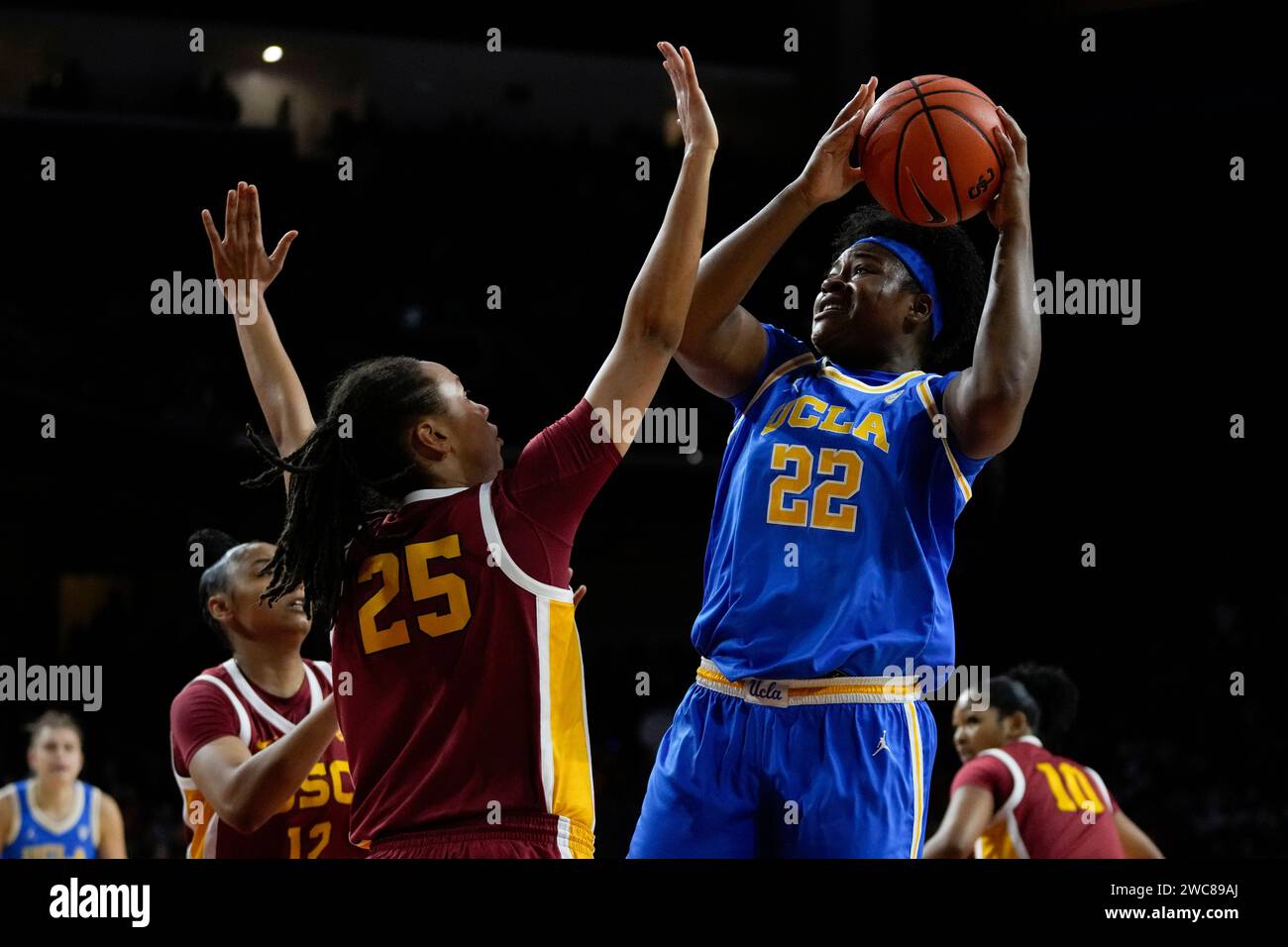 UCLA forward Christeen Iwuala (22) shoots against Southern California ...