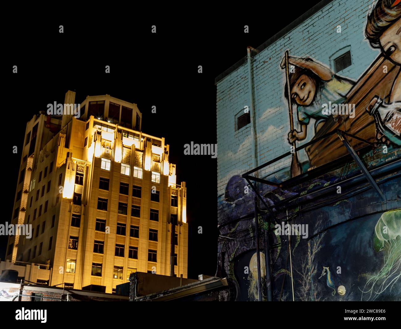 Graffiti night alley hi-res stock photography and images - Alamy