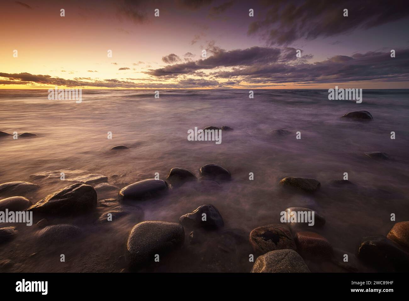 Sunset light at Pictured Rocks National Lakeshore on Lake Superior in ...