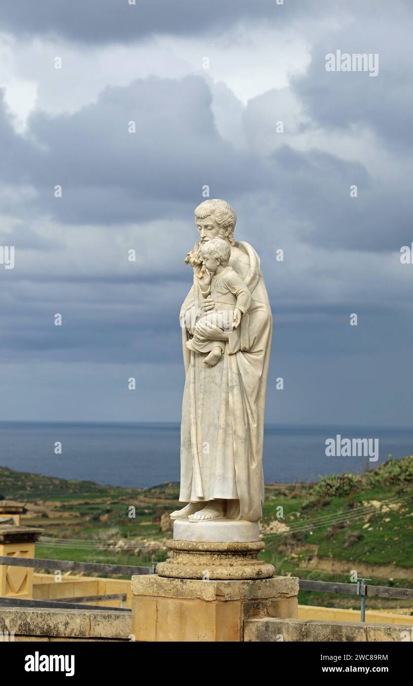 Statue of Saint Anthony at Ta Pinu Sanctuary on the Maltese Island of ...