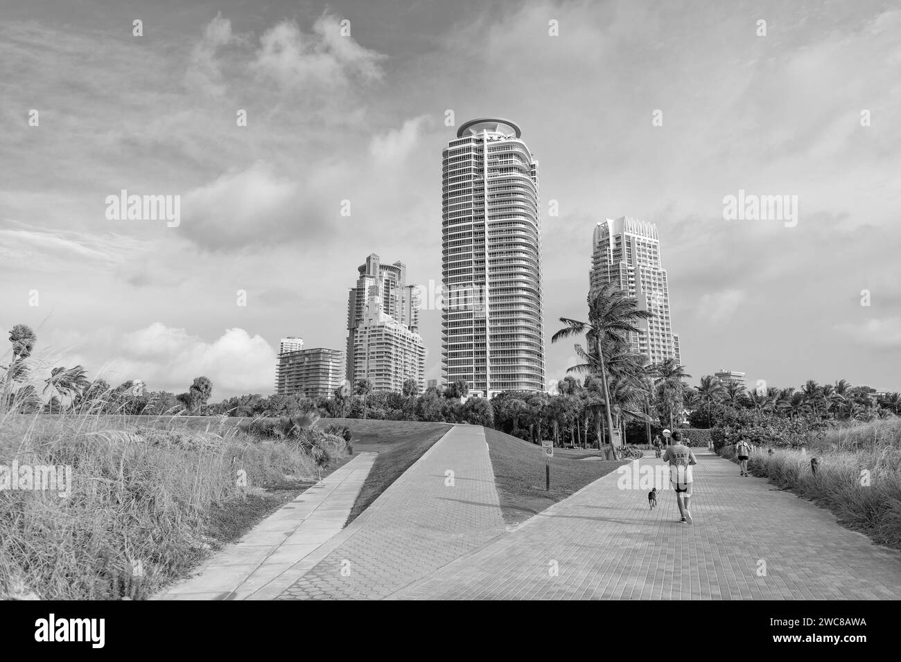 Miami, USA - April 19, 2021: Recreation area with walking paths and ...