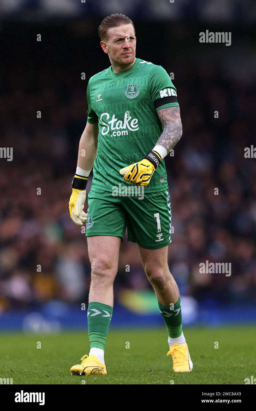 Liverpool, UK. 14th Jan, 2024. Jordan Pickford of Everton during the ...
