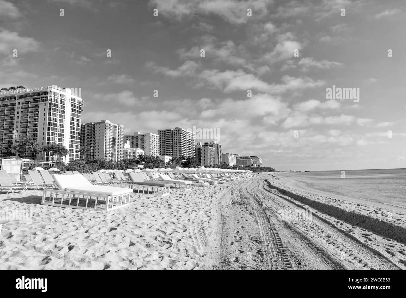 seascape with sunbed at summer beach in summertime. sunbed at summer ...