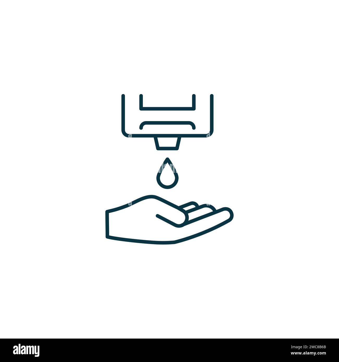 Hand Sanitizer Dispenser line icon. Hand soap drop line icon gel clean ...