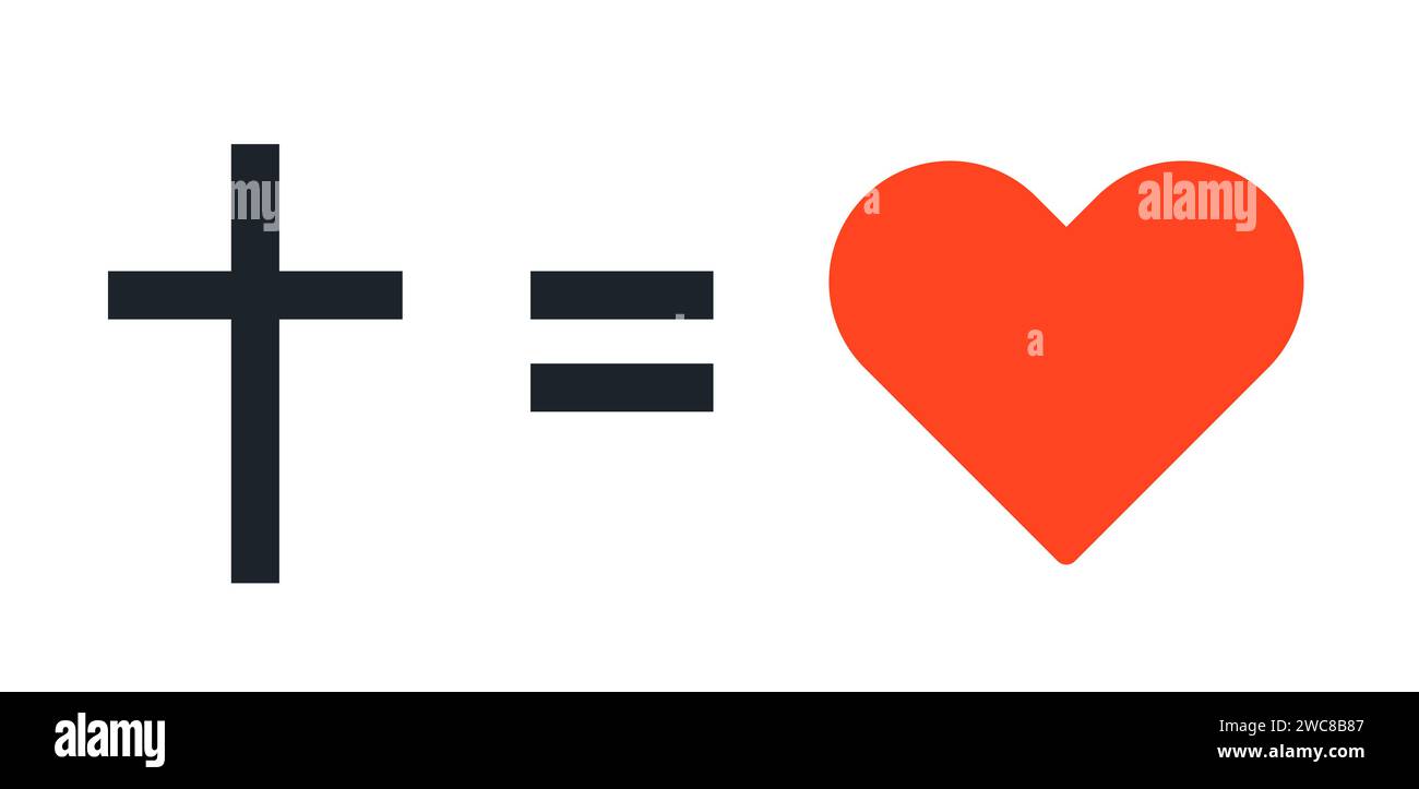 Cross love logo icon. Christian heart Jesus worship bible illustration ...