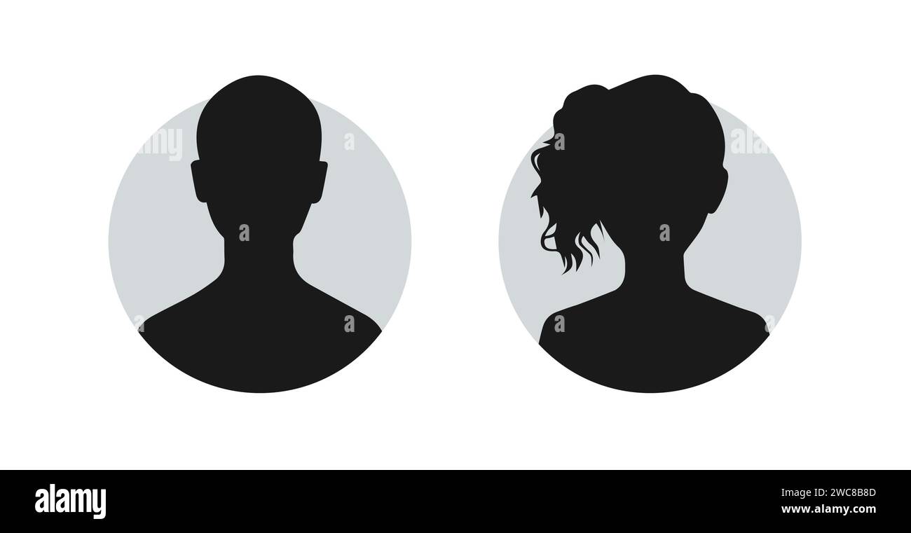 Avatar female male icon silhouette. Head profile user face anonymous person portrait ...