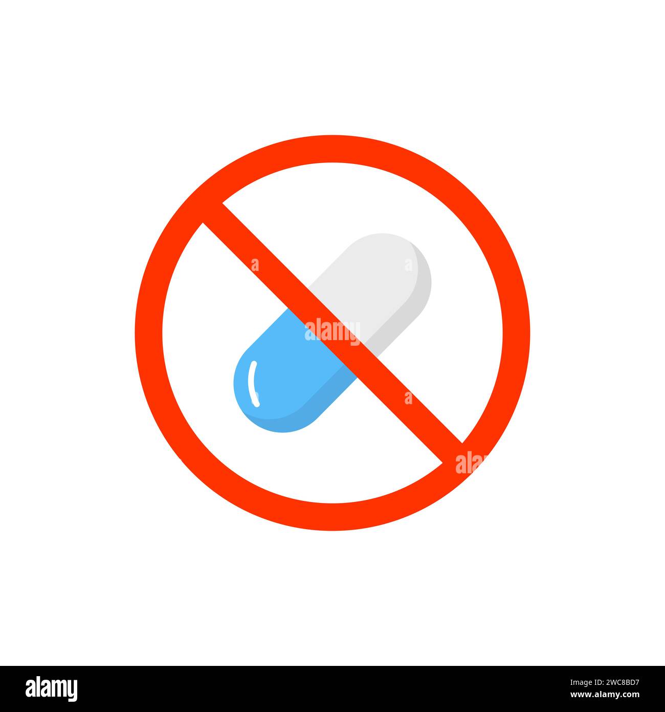 Medicine pills warning icon. Medicament forbidden sign treatment ban ...