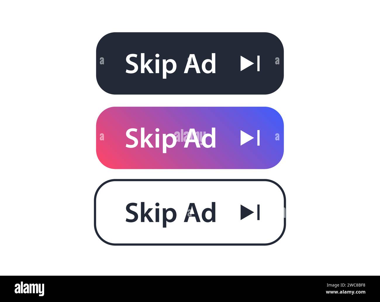 Skip ads button icon. Stop video ad logo symbol background. Online ad marketing stop sign Stock ...