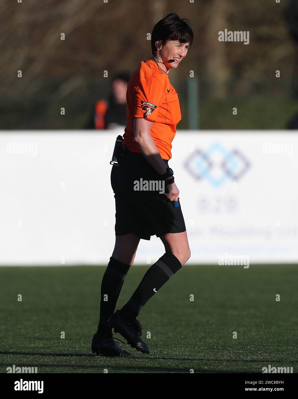 Durham City on Sunday 14th January 2024. Match referee Elizabeth Simms ...