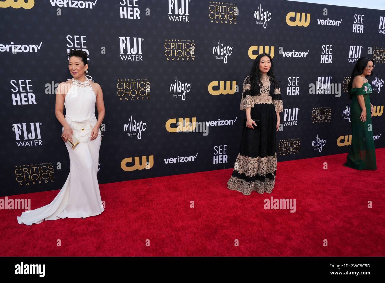 Sandra Oh, from left, Awkwafina, and Ali Wong arrive at the 29th ...