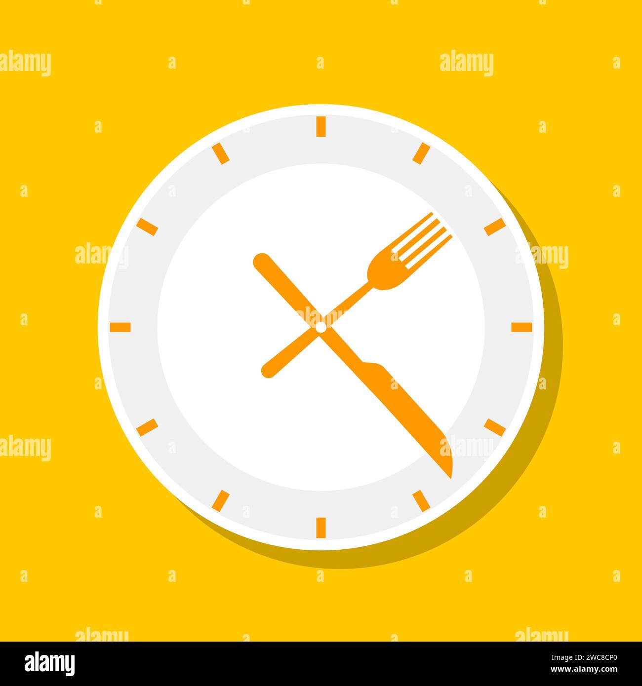 Dining Time Concept with Plate and Cutlery Clock Stock Vector Image ...