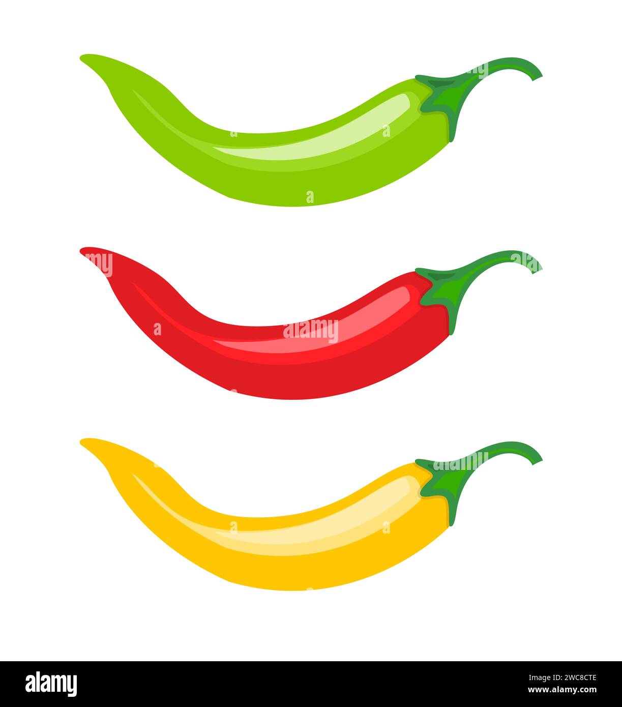 Red chili spicy pepper. Hot chili green yellow spice pepper vector icon ...