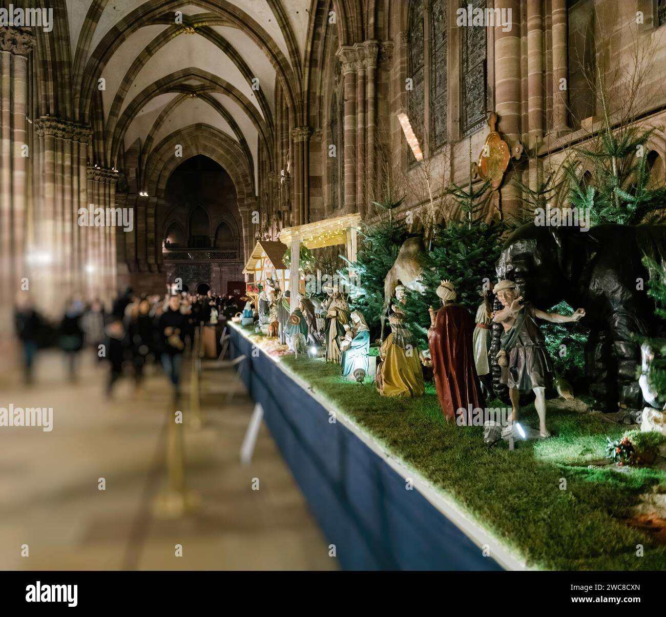 Strasbourg, France - 23, 2017: Nativity manger scene in the Notre-Dame ...