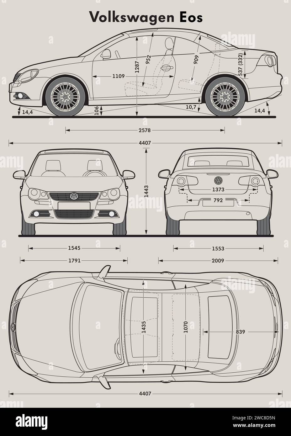 2010 VW EOS car blueprint Stock Vector Image & Art - Alamy