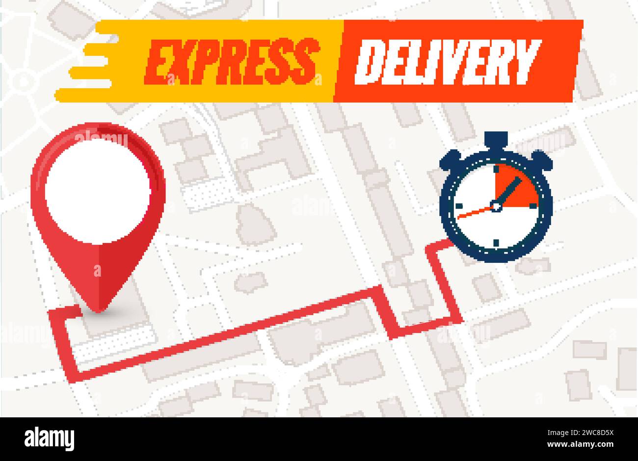 Express Delivery Vector Concept - Fast Shipping Route on Map ...