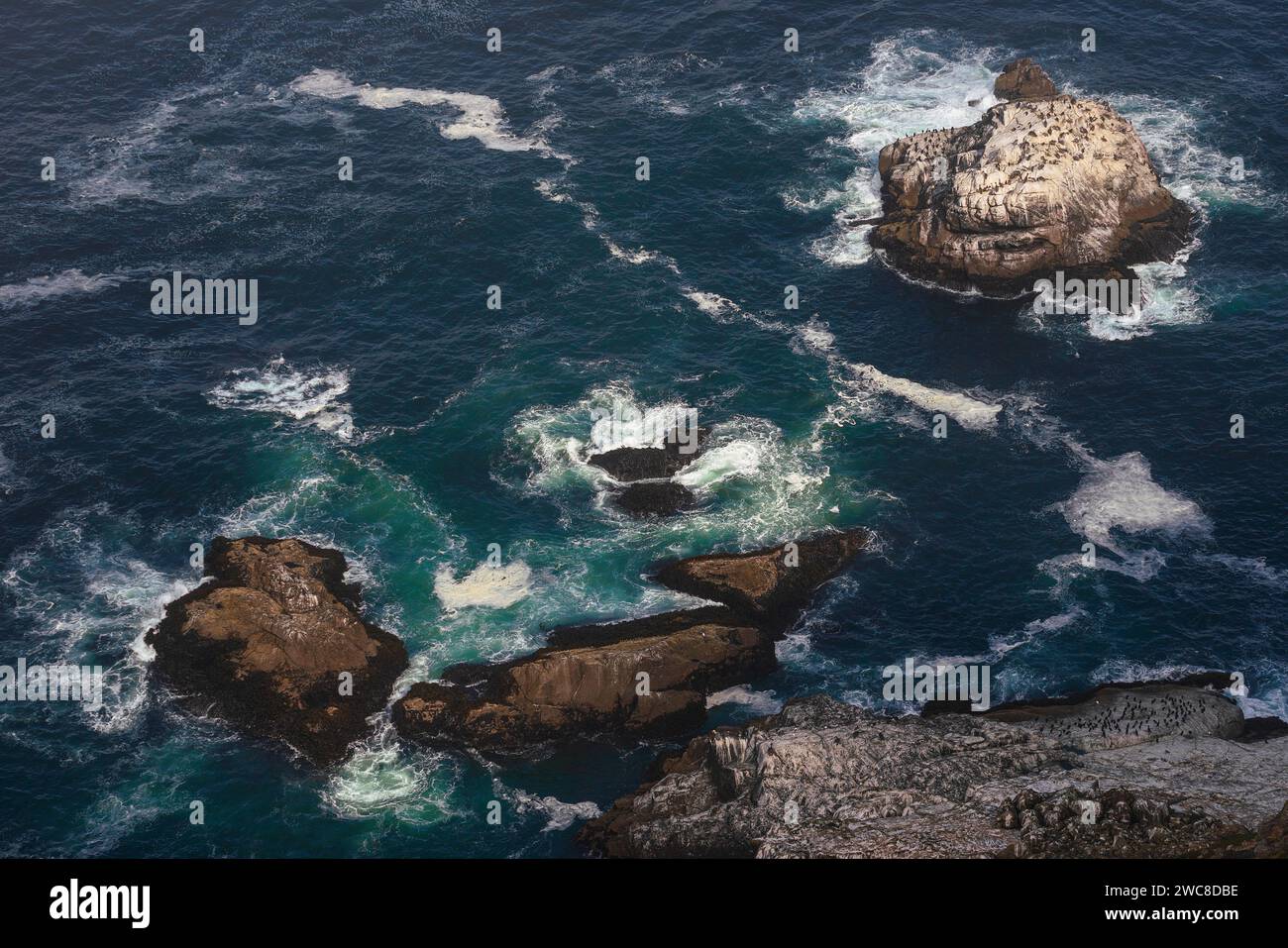 Turquoise surf and dramatic coastal rocks at Point Reyes National ...