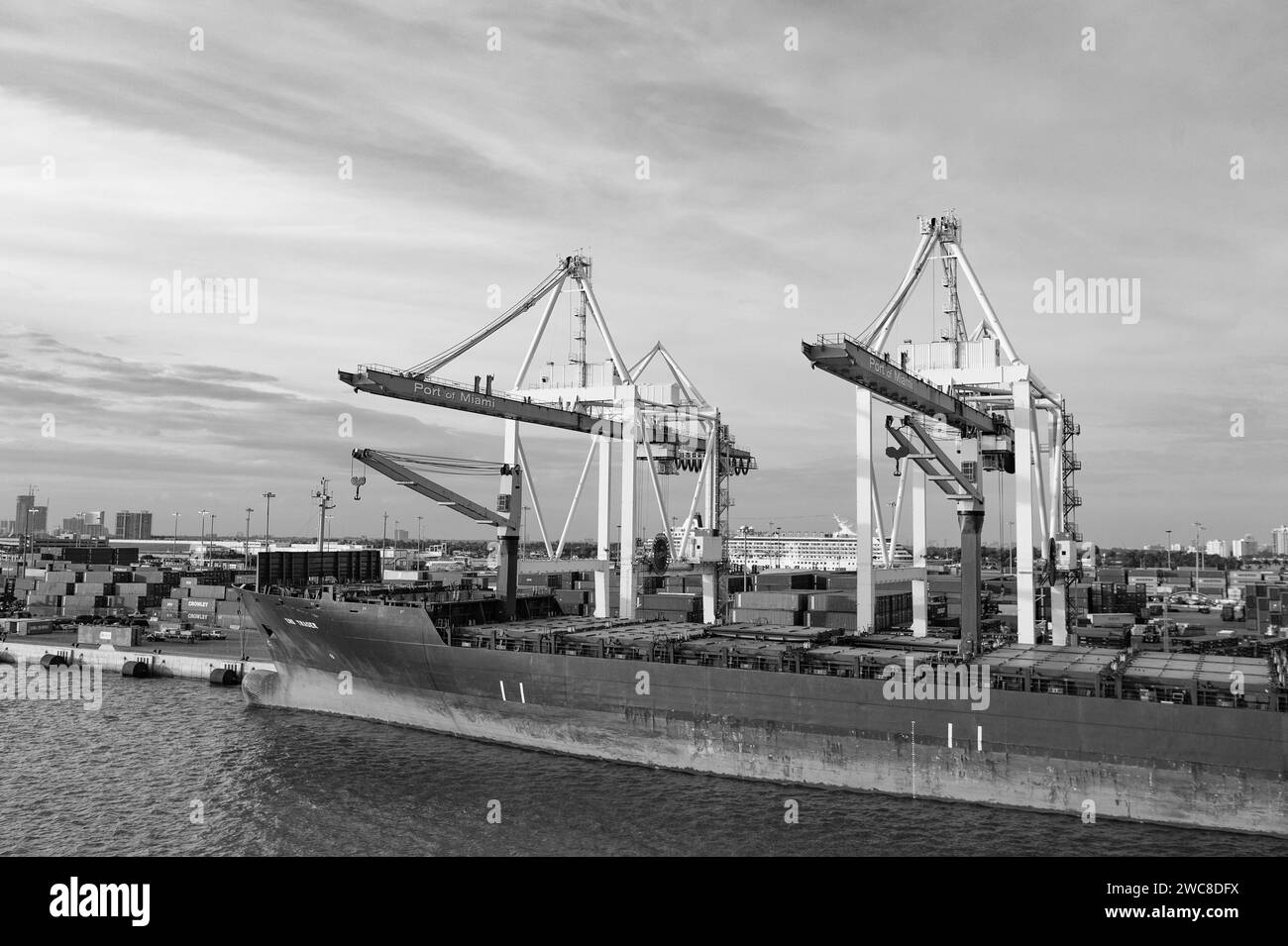 Miami, Florida USA - March 18, 2016: cargo ship transport with ...