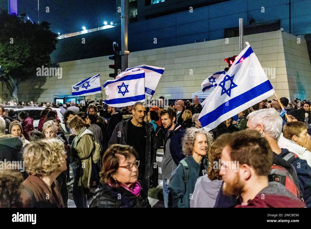 Tel Aviv, Israel - January 13, 2024 Currently 120 000 people are taking ...