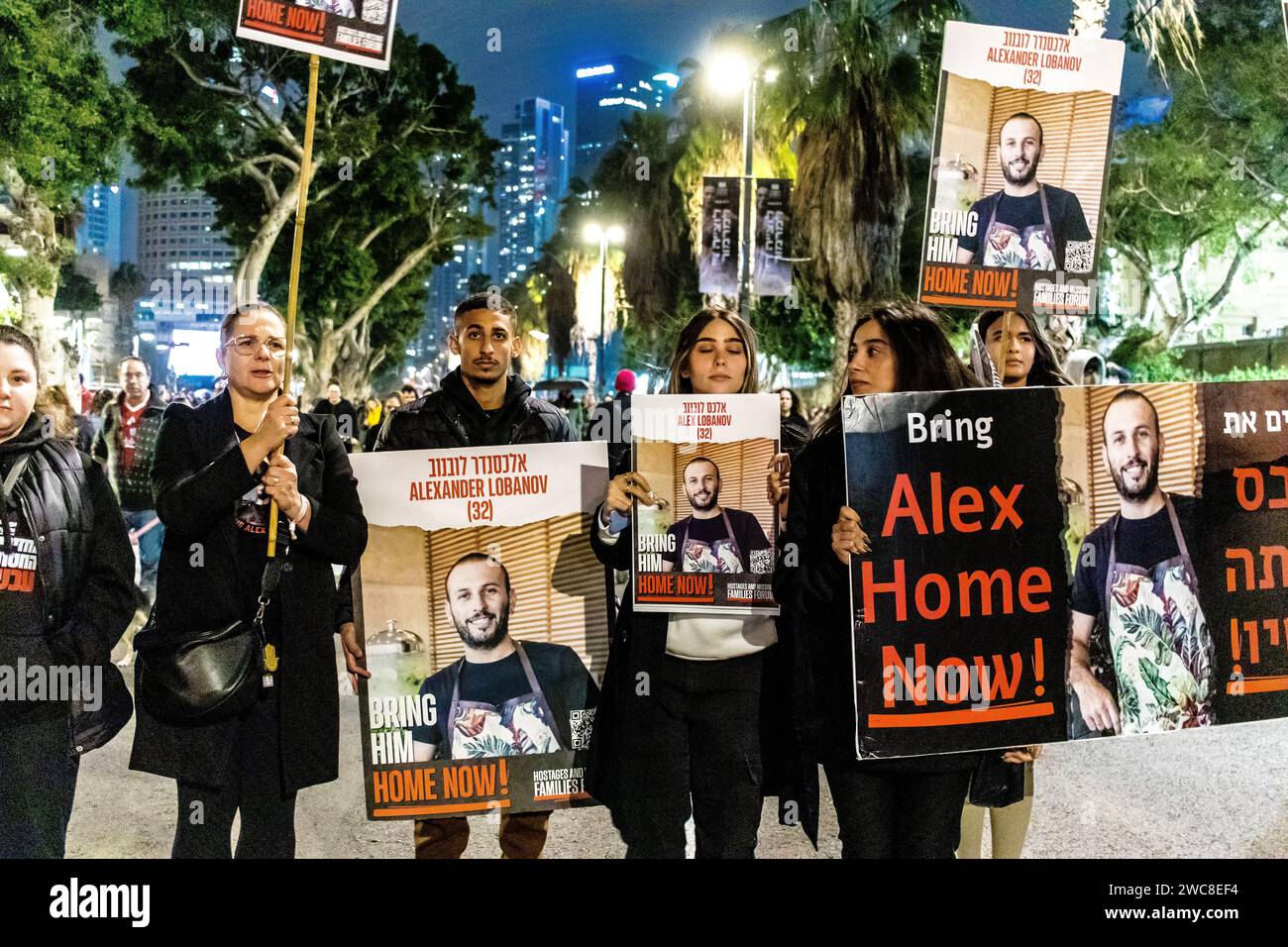 Tel Aviv, Israel - January 13, 2024 Currently 120 000 people are taking ...