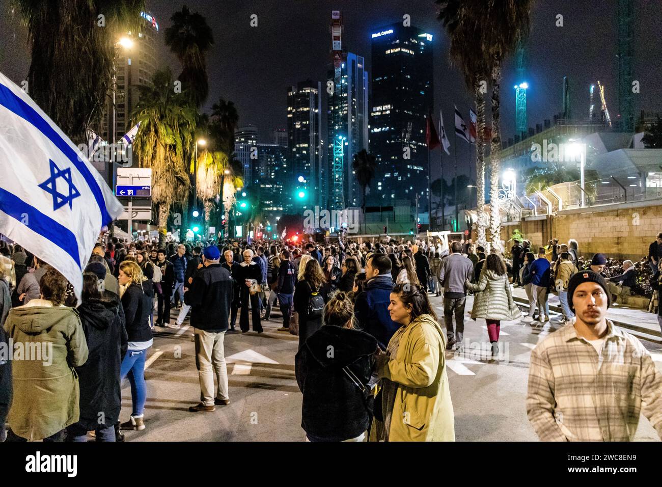 Tel Aviv, Israel - January 13, 2024 Currently 120 000 people are taking ...
